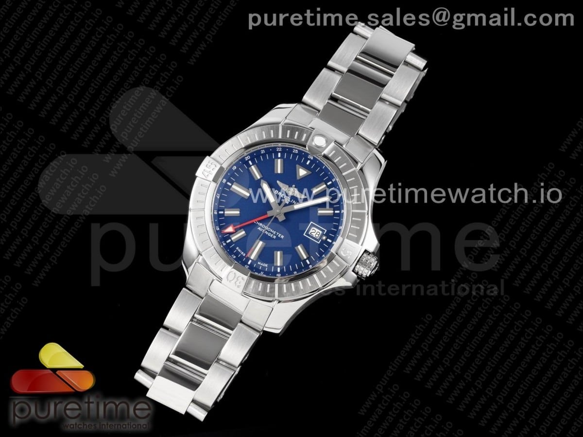 Avenger GMT 45mm SS GF 1:1 Best Edition Blue Dial on SS Bracelet A2836 ...