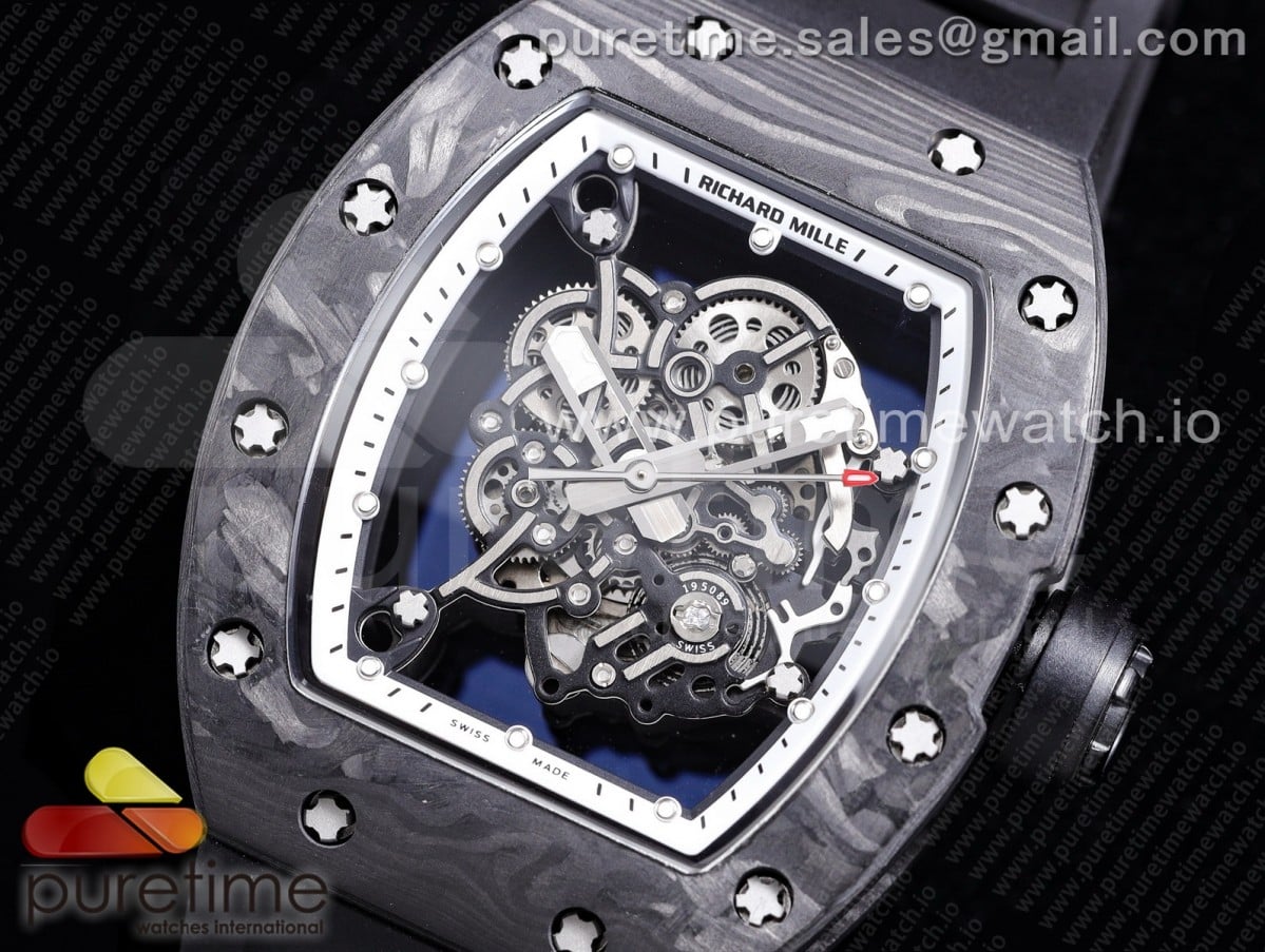 RM055 NTPT KVF Best Edition Skeleton Dial Black Crown on Black Rubber Strap MIYOTA8215 V3 ...